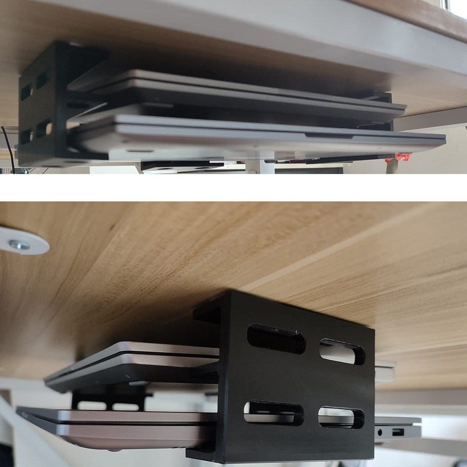 Under Desk Double Decker Laptop Holder Mount, Screw Bracket Keyboard 3 ...