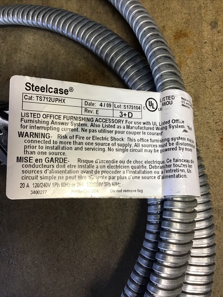 Steelcase Power Infeed Cubicle 3+1 Power 6ft Model TS712UPHX Used ...