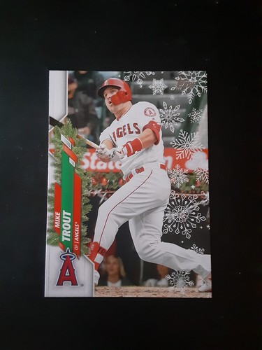 2020 Topps Holiday Mike Trout SP Garland On Dugout HW123 Los Angeles ...