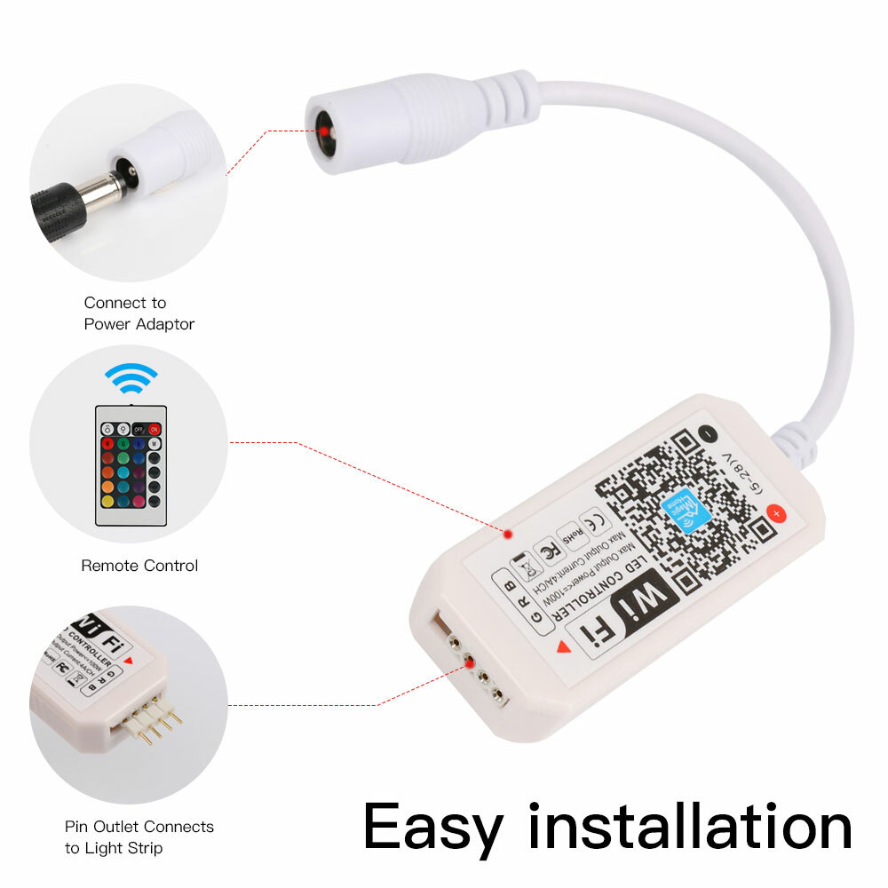 Smart WiFi LED RGB Light Strip 12V Music Controller For Alexa Google ...