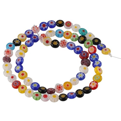 1 Strands About 65pcs Random Flat Round Beads Glass Beads DIY Jewelry ...
