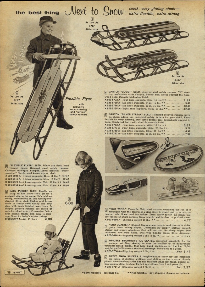 Vintage Flexible Flyer Sled 1966 VINTAGE SNOWMOBILE BROCHURES ON