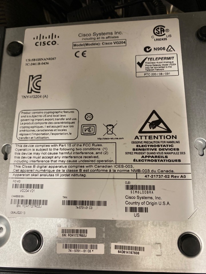 Cisco VG204 Analog Voice Gateway Adapter Included Tested and Working | eBay