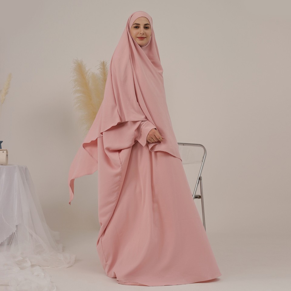 2Piece Sets Muslim Women Abaya Dubai Kaftan Large Overhead Headscarf ...