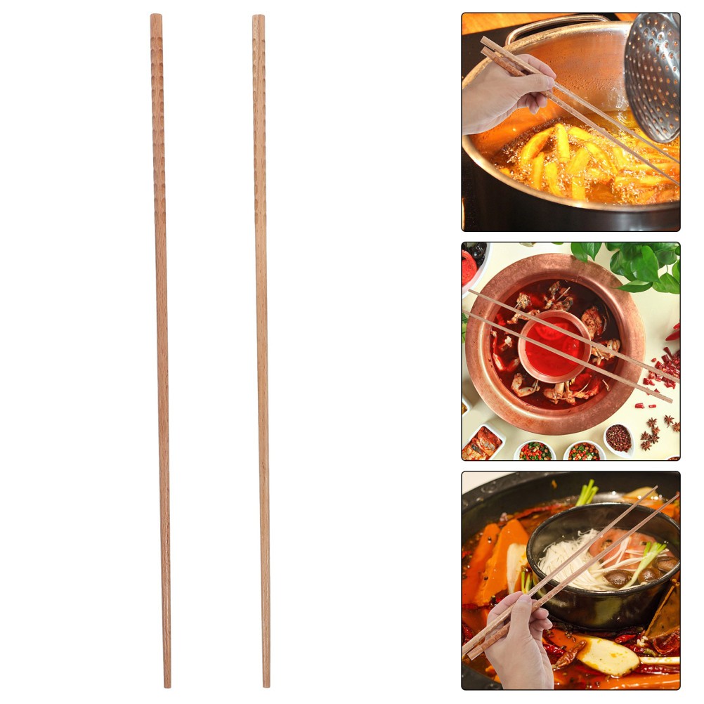 1 Pair Japanese Wooden Chopsticks Extra Long Cooking Chopsticks ...
