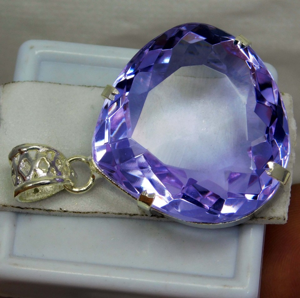 Certified 100.55 Ct Natural Purple Topaz Brazil Gem 925 Solid Silver ...