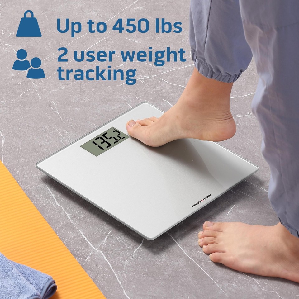 Health o meter Compact Digital Glass Bathroom Scale – 450 lb Capacity ...