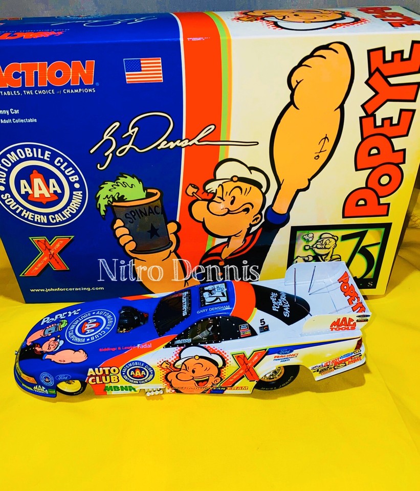 NHRA JOHN FORCE 1:24 NITRO Funny Car POPEYE Diecast GARY DENSHAM Drag ...