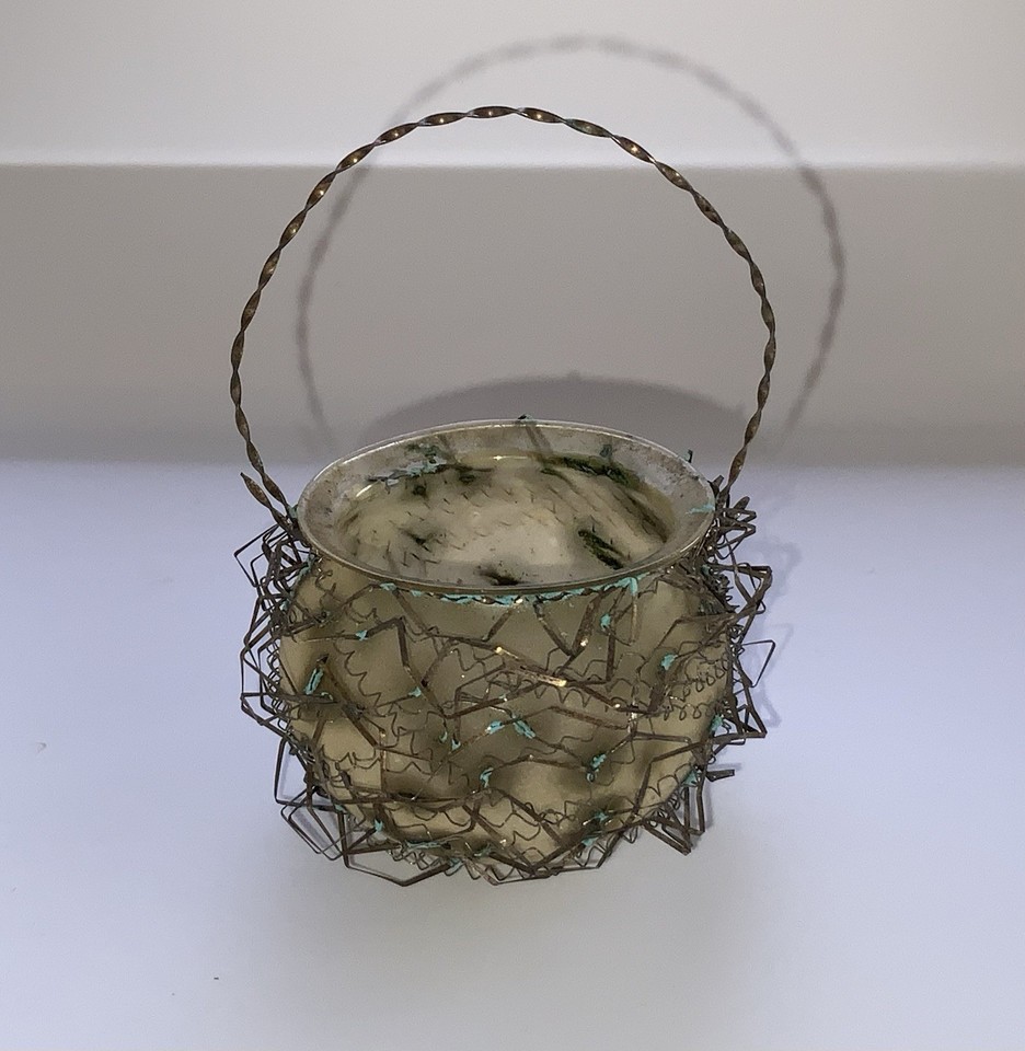 Antique German Wire Wrap Tinsel Glass Bucket Cauldron Christmas ...