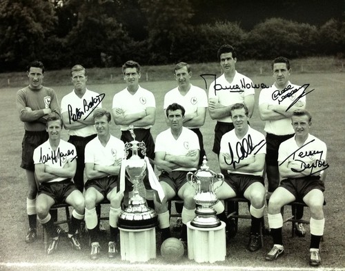 TOTTENHAM SPURS 1961 DOUBLE WINNERS 16x12 FOOTBALL PHOTO SIGNED x 6 ...