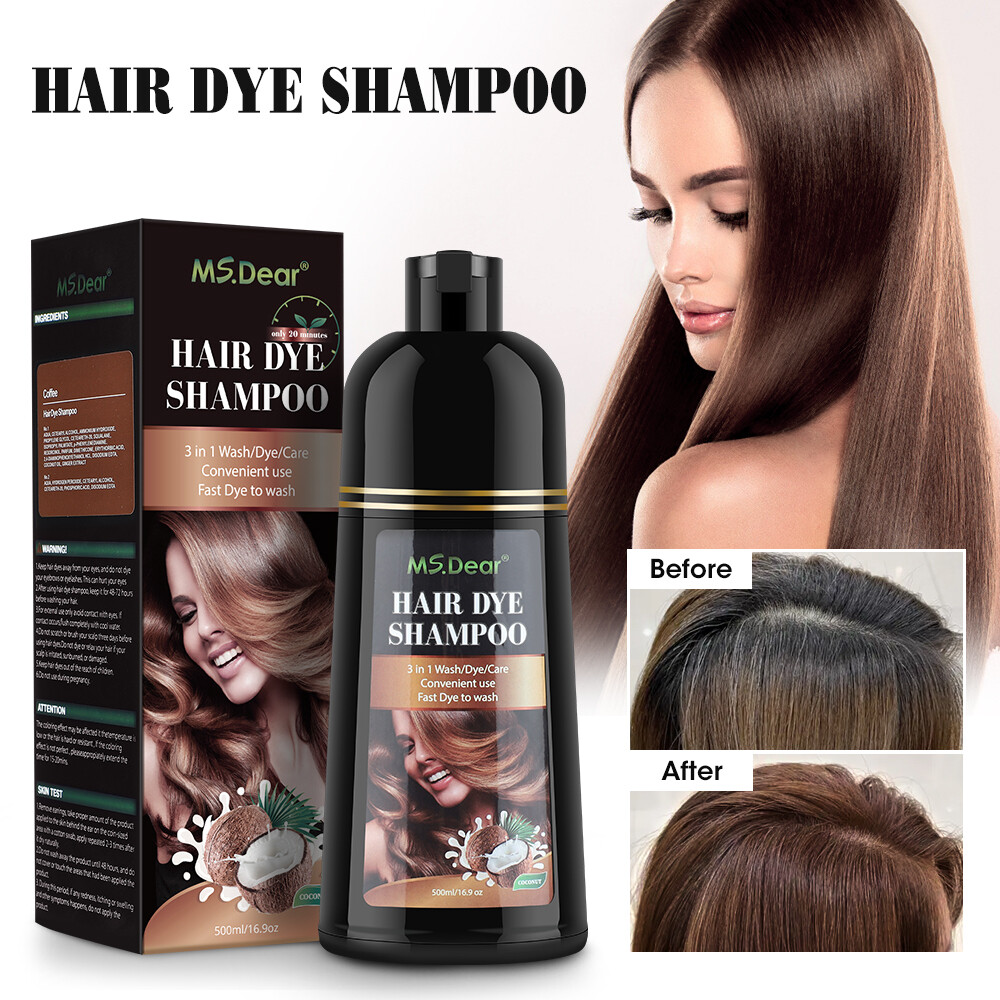 500ml Natural Herbal Permanent Hair Dye Shampoo Instant Fast Hair Color ...