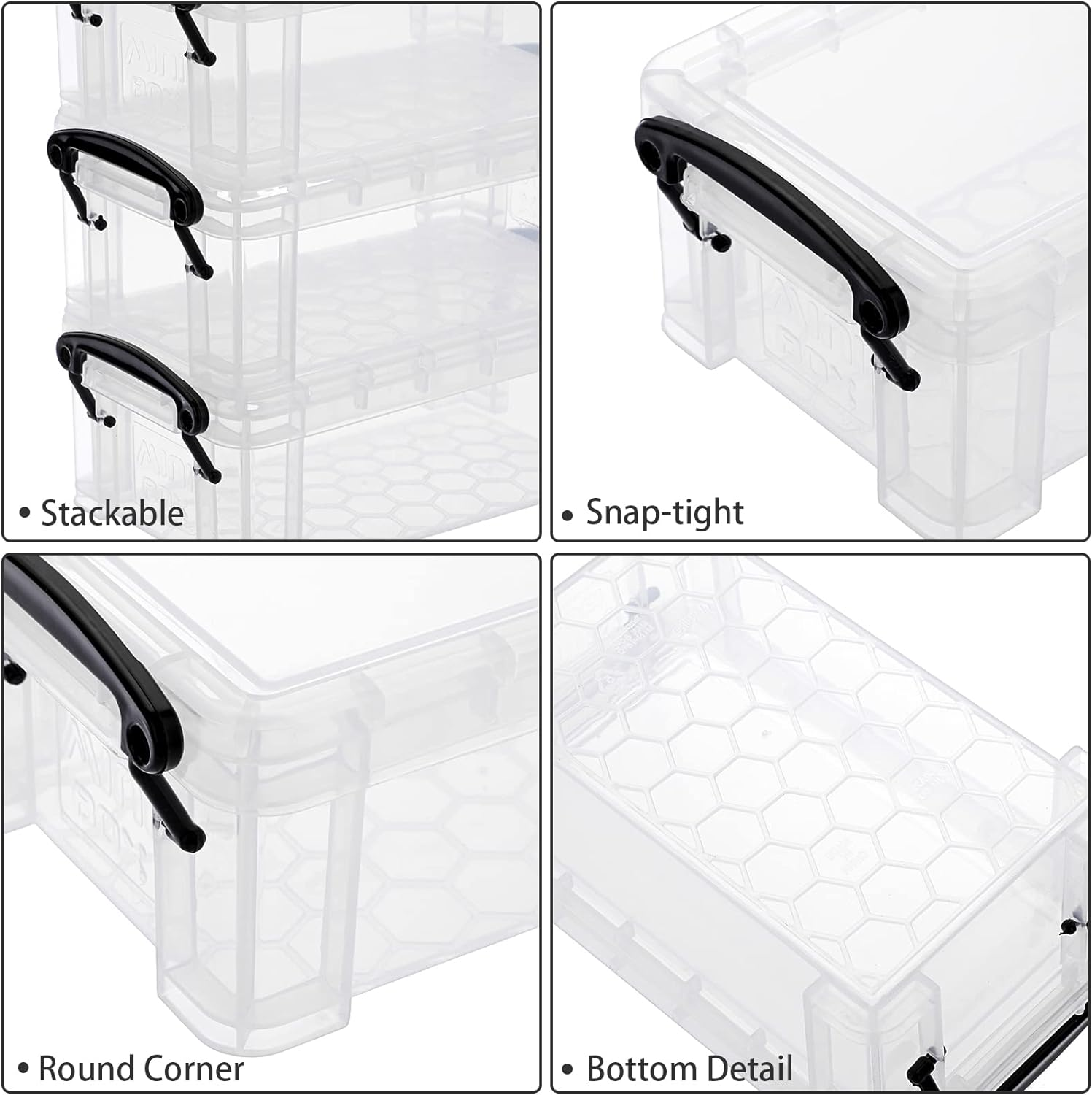 6 Pack Small Clear Plastic Storage Box with Lid Mini Sewing Box ...