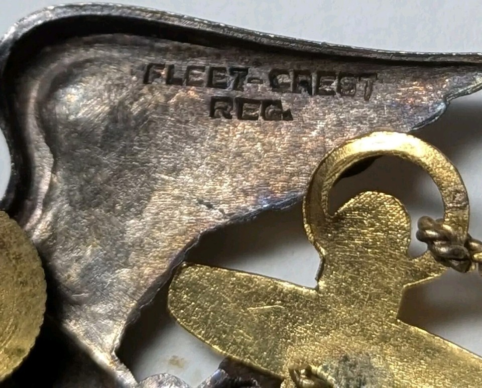 WW2 Fleet Crest Maker US Navy Officer Hat Badge - SB Rare Maker XB | eBay