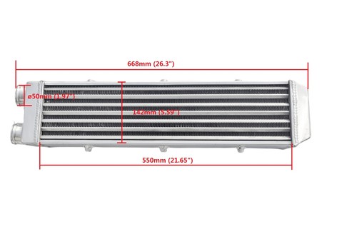 Aluminum Universal Turbo Intercooler 26"x7"x2.75" One Sided 2" in ...