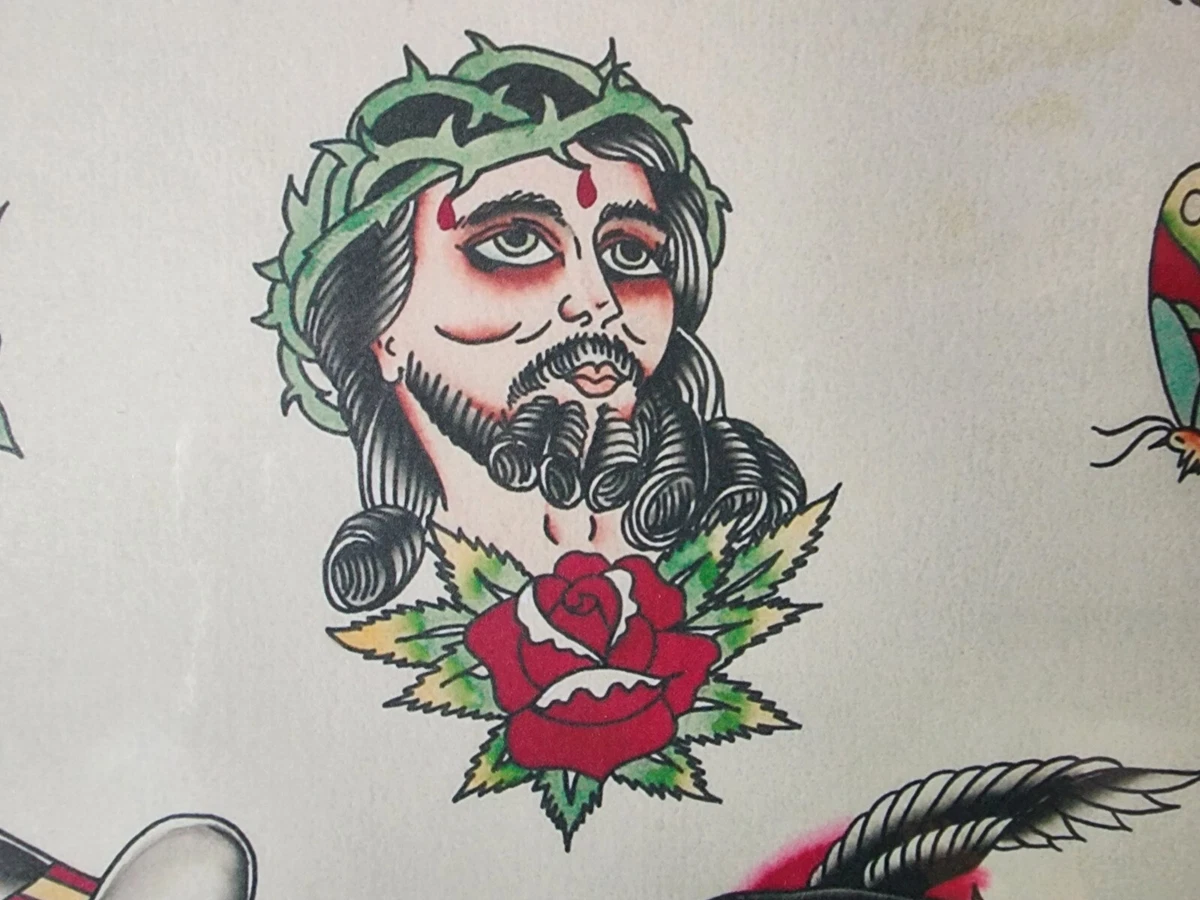 Traditional Jesus Head Tattoo