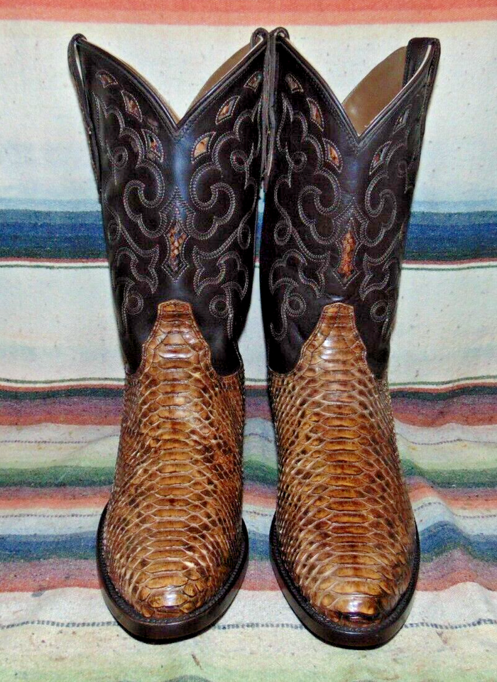 Mens Rujo The Zeke Brown Snakeskin / Leather Cowboy Boots 12 D New w/o ...