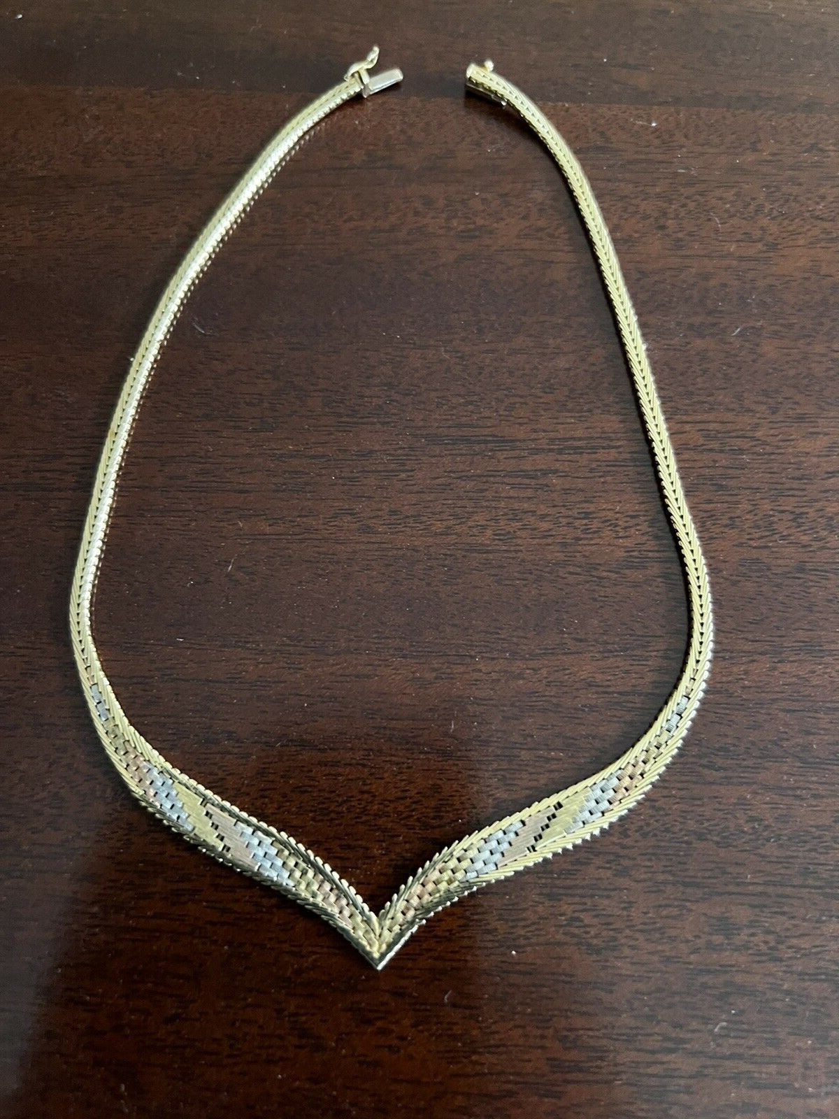 VINTAGE ESTATE 14K TRI GOLD RICCIO NECKLACE, ITALY | eBay