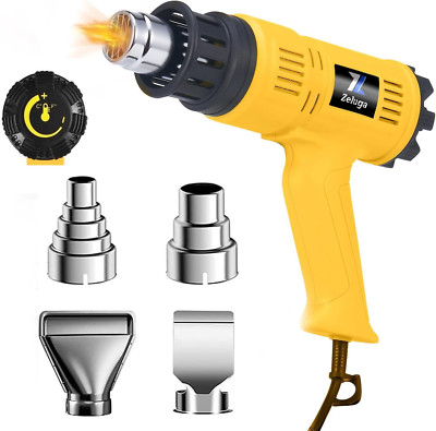 1800W Heat Gun Hot Air Adjustable Temperature Control 4 Nozzles Tool ...
