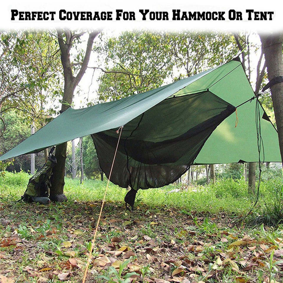 Waterproof Camping Tent Tarp Shelter Hammock Cover Lightweight Rain Fly ...
