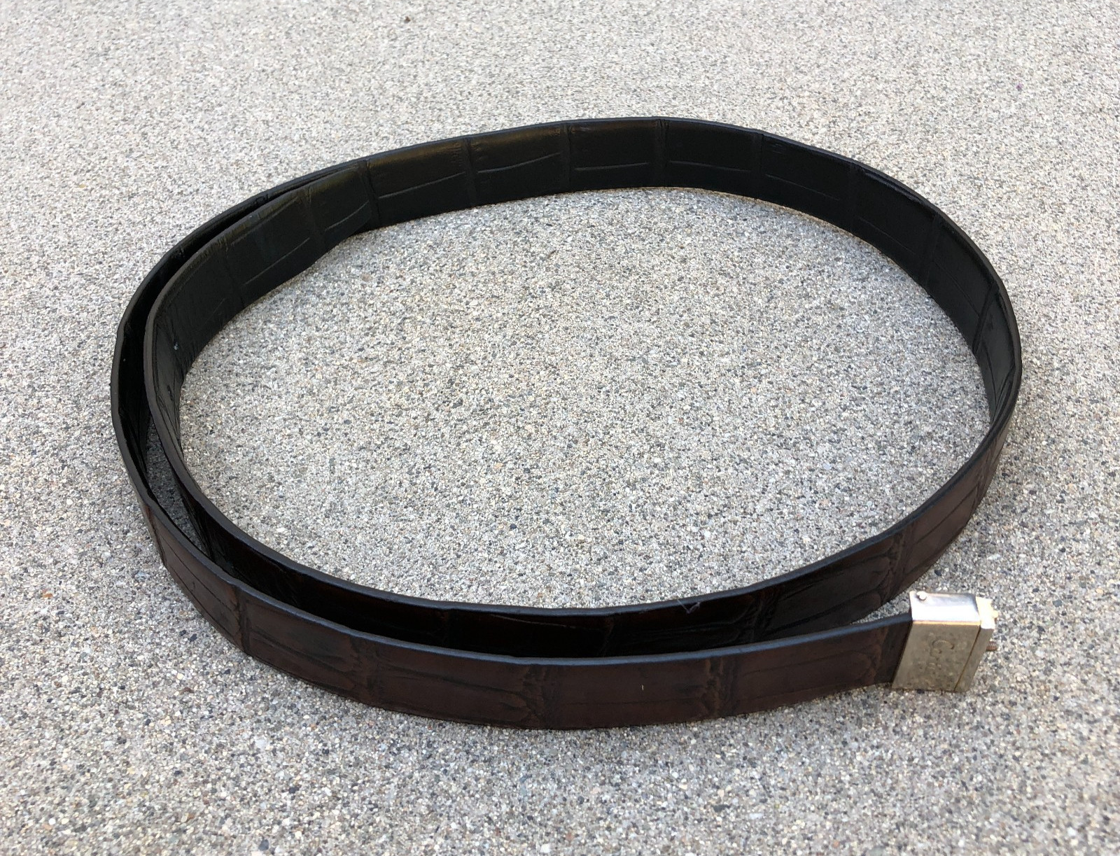 Vintage CARTIER Leather Croc Embossed Belt Brown 46" … - Gem