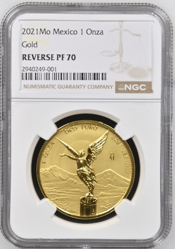 TOP POP RARE: 2021-Mo Reverse Proof 1 Oz Gold Mexican Libertad Coin ...