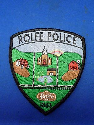 Vintage Rolfe Iowa Police Farming, Railroad Church Image Iron Patch | eBay