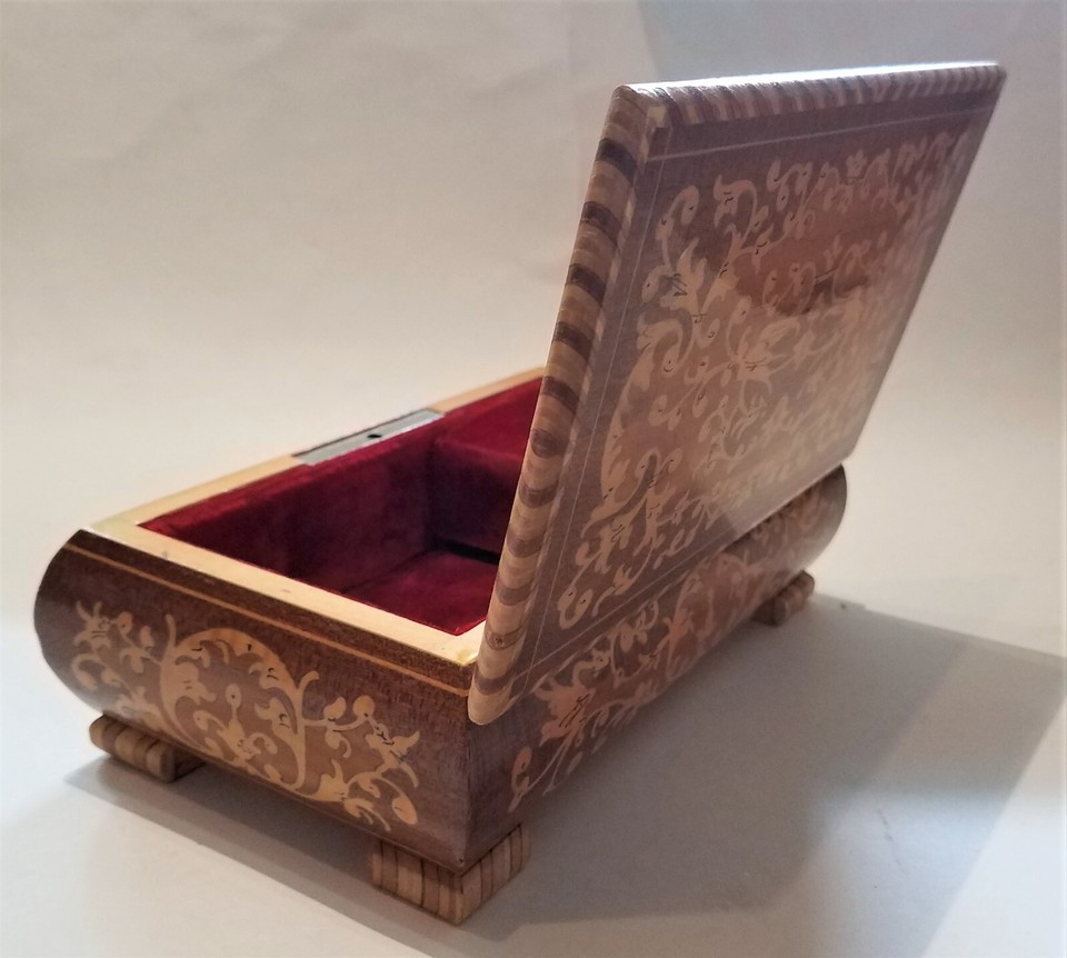 beautiful inlaid marquetry Italian Music Box case Lador movement repair ...