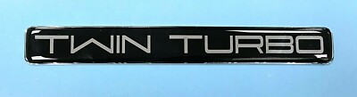 TWIN TURBO Sticker/Decal - CHROME on BLACK - HIGH GLOSS DOMED GEL ...