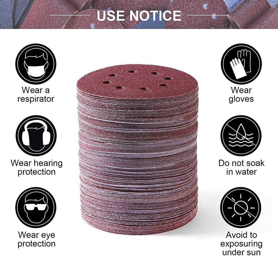 5 inch Sanding Discs 40-2000 Grit for Sander 8-Holes Hook Loop ...