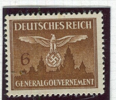 GERMANY POLISH OCCUPATION; 1943 early Official issue fine MINT MNH 6pf ...
