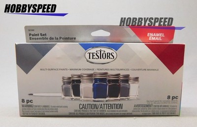 TESTORS PAINT ENAMEL PAINT SET KIT (6) COLORS thinner brush models ...