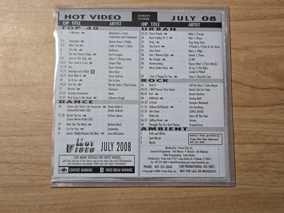 RARE Promo Only Dvd - Hot Video Series - July 2008 ~ Top 40. Dance ...