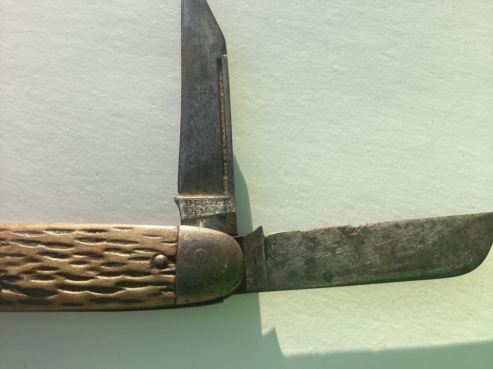 Nice Vintage Old ULSTER USA Jigged Bone Cattle Stockkman Pattern Knife ...