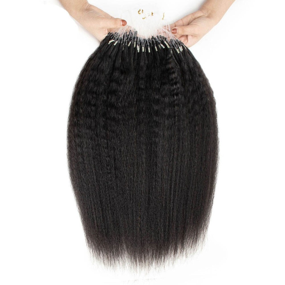 16"-26" Kinky Yaki Micro Pre Loop 100% Remy Human Hair Extension ...