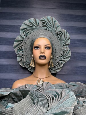 Luxury asooke African Emareld green/gold auto gele design for women ...