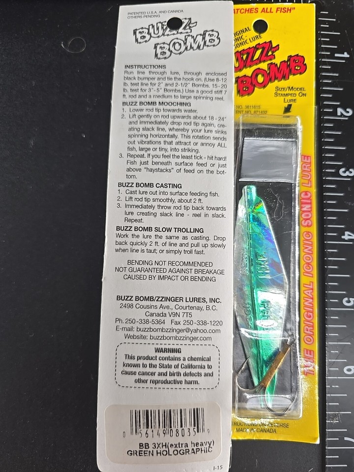 (2) New Buzz Bomb Fishing Lures - BB 3XH Extra Heavy Pearch Holographic ...