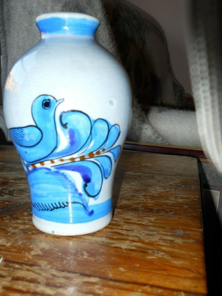 Pretty Light Blue 6" Mexican pottery vase with blue bird | eBay