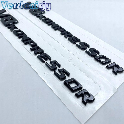 2pcs Gloss Black Letter V8 KOMPRESSOR Emblem Side Fender Badge Logo ...