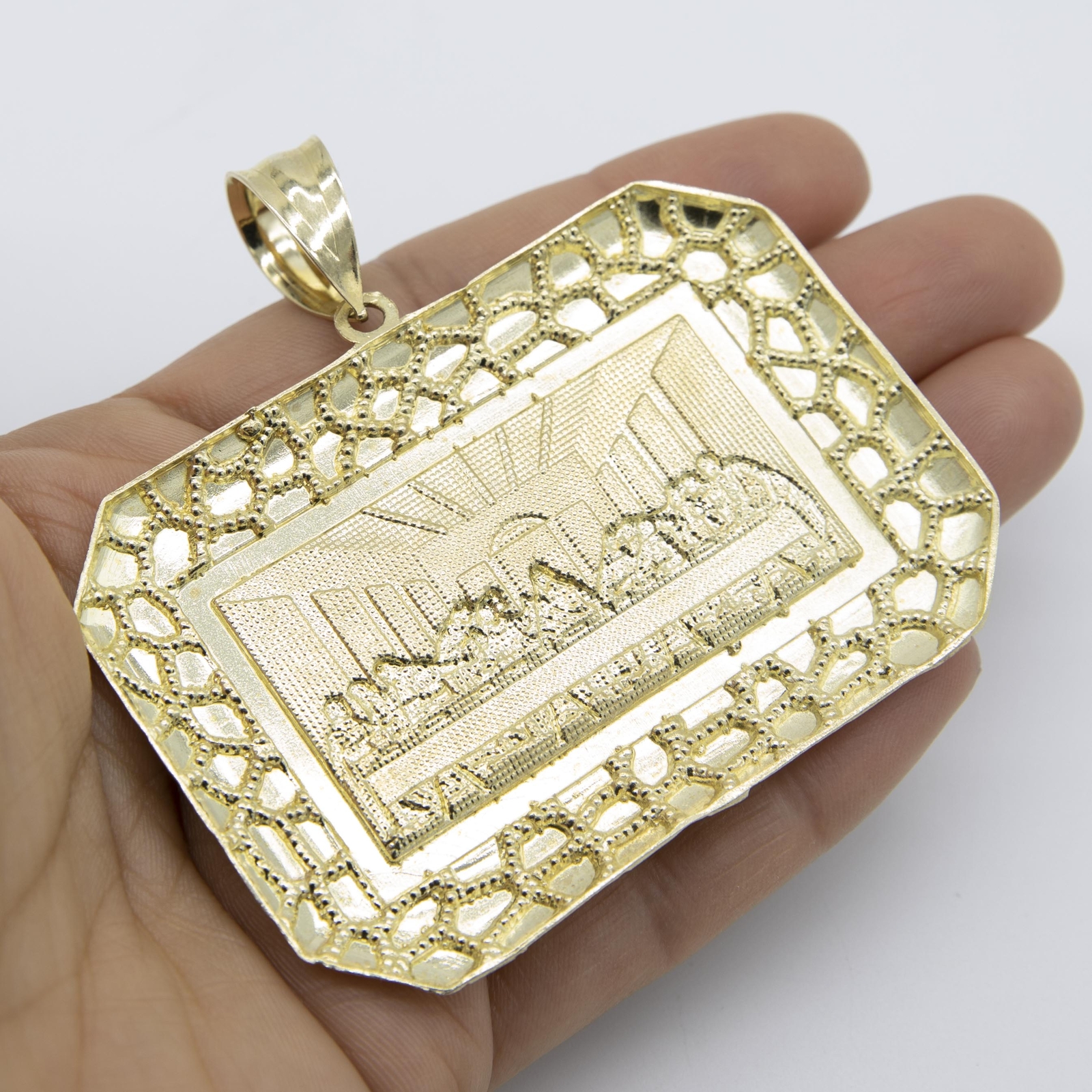 2 3/4" Huge Nugget-Frame Last Supper Pendant Solid Real 10K Yellow Gold ...
