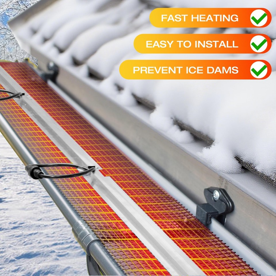 24FT Gutter Guard Heaters to Prevent Ice Dams,with Heat Cable for Roof ...