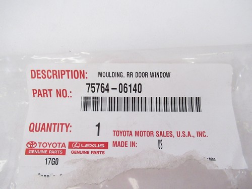 Genuine OEM Toyota 75764-06140 Driver Rear Door Upper Molding Frame 15 ...