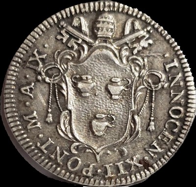 1700 RY IX Pope Innocent XII. 1691-1700. AR Giulio . Holy Year Issue ...