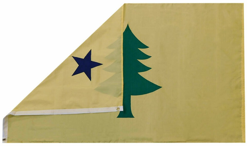MAINE 1900 2'X3' 100D FLAG OF 1901-1909 "PINE TREE AND STAR" W ...