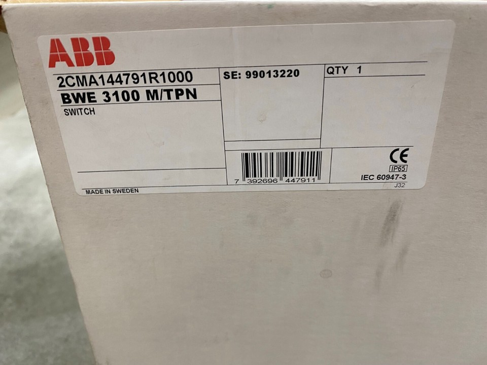 ABB Enclosed Safety Switch-Disconnector 100 A, BWE 3100 M/TPN ...