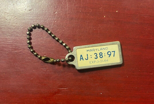 Vtg 1964 Maryland Disabled Veterans Miniature License Plate Keychain ...