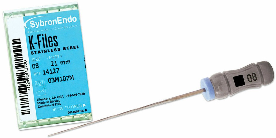 Kerr Sybron Endo Dental 21mm Stainless Steel K-files 6-file per box all ...