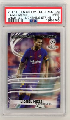 PSA 9 2017-18 Topps Chrome UCL Lightning Strike Lionel Messi #LS-LM ...