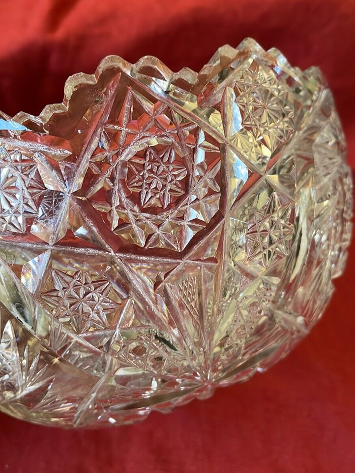 VTG Gorgeous American Brilliant Clear crystal bowl Pinwheel pattern 3.5 ...