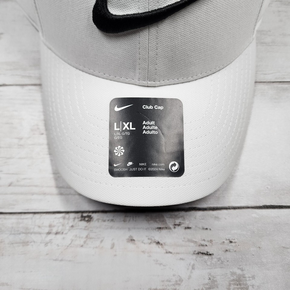 Nike Dri-FIT Club Structured Swoosh Cap White/Black FB5625-100 L/XL NWT ...