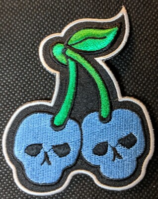 Cherry Skulls Baby Blue Embroidered Patch | eBay